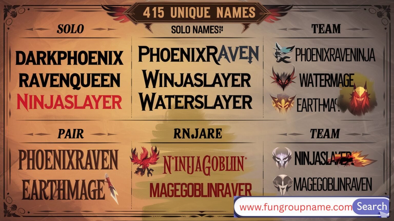 415 Unique Gaming Names (Solos, Pairs, and Teams)!